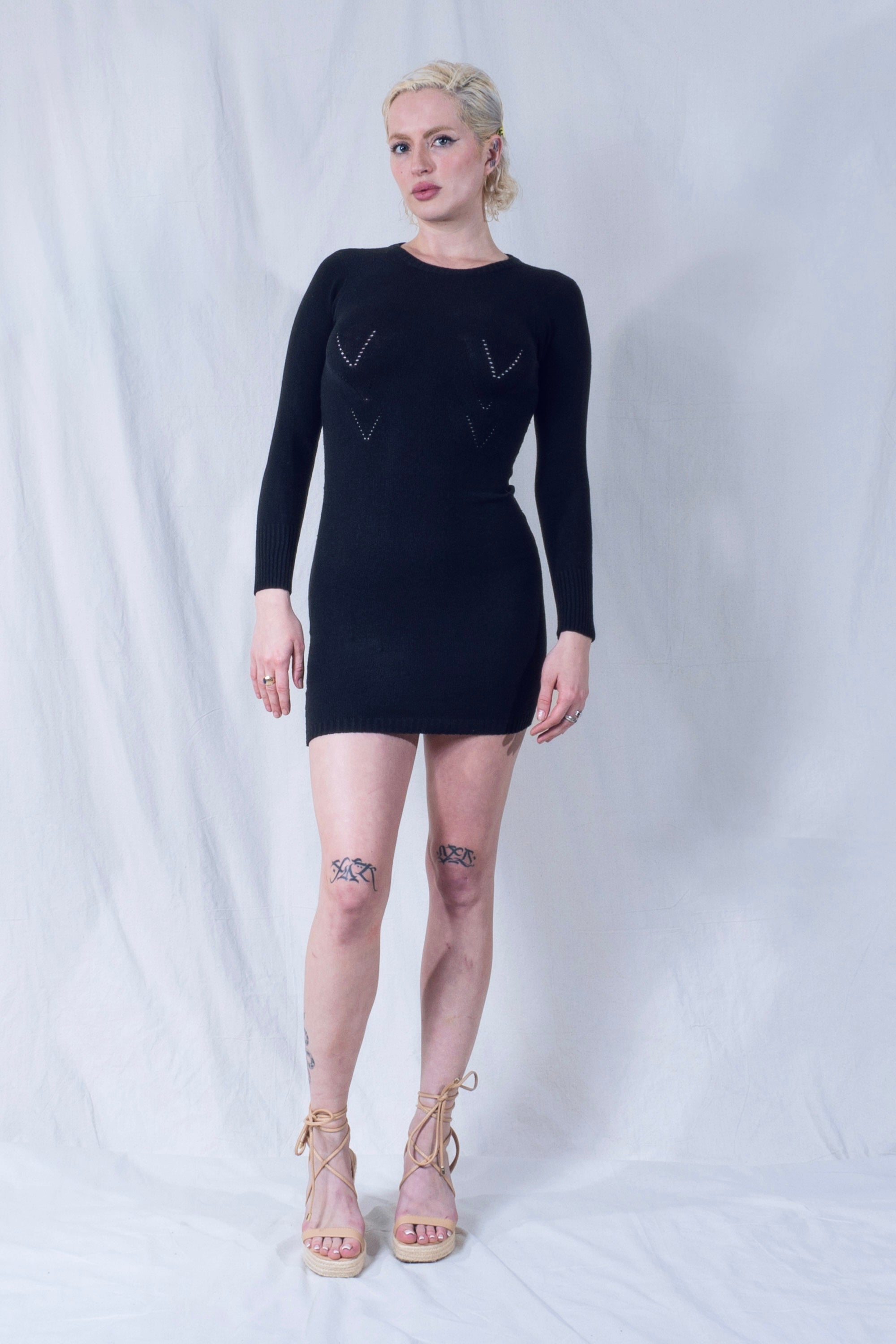 Pima Pontille Long Sleeve Mini Dress in Black